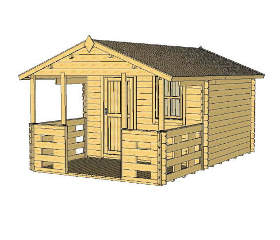 Domek Sandra 320 x 320 cm + Taras 320 x 300 cm - balik 35mm | Wood & Play